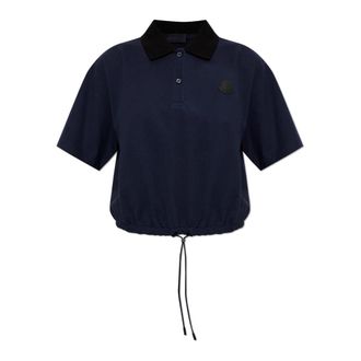 Moncler Polo mit Logo-Patch - - Tops - Damen - Blau - S