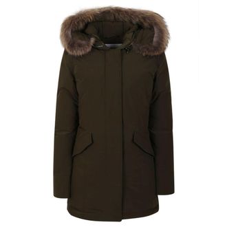 Woolrich Femme, Manteaux, Vert, Taille: 38 FR Parka en raton laveur arctique avec capuche en fourrure