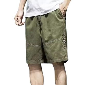 Generic Pantalon cargo pour homme 2026 - L&eacute;ger - Couleur unie - Taille &eacute;lastique - Short de 12,7 cm, Vert, XXL