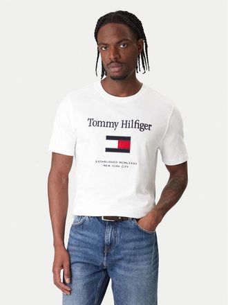 Tommy Hilfiger T-Shirt Embro Flag MW0MW42736 Wei&szlig; Regular Fit