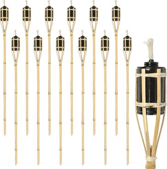 Harbour Housewares Bambus-Gartenfackeln - 114cm - Natur - 12 Stück