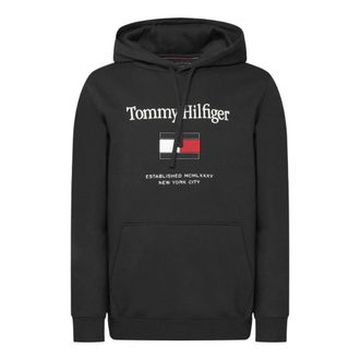 Tommy Hilfiger Homme, Sweatshirts et sweats &agrave; capuche, Noir, Taille: 2XL Sweat &agrave; capuche en molleton avec broderie logo