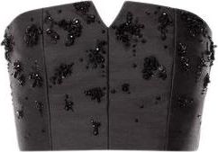 Alberta Ferretti Femme, Tops, Gris, Taille: 34 FR Embroidered Wool Silk Cropped Corset