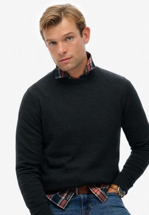 Superdry Strickpullover ESSENTIALS COTTON JUMPER aus Baumwolle, Relaxed Fit, mit Rundhalsausschnitt, melierte Optik