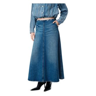 Alexander Wang Femme, Jupes, Bleu, Taille: W26 Jupe Midi Trap&egrave;ze en Denim