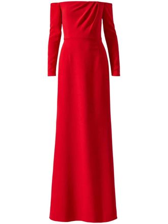 Carolina Herrera robe drap&eacute;e &agrave; &eacute;paules d&eacute;nud&eacute;es - Rouge