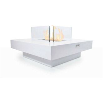 Dmora Dmora - Bioethanol-Kamin Alife, &Ouml;kologischer Kamin, Rauchfreies Feuer, Heizung mit Ethanol, Made in Italy, 70x70 h35 cm, Wei&szlig;
