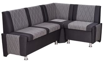 Rodnik Eckbank Polin, Sitzbank aus Kunstleder oder Stoff, mit Stauraum, Truhenbank 174 x125 cm (M&ouml;belstoff, grau)