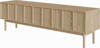 Selsey TV Schrank Lowboard Board Sideboard Fernsehtisch Fernsehschrank 3 Schubladen Push to Open 170 cm Holzbeine Eiche Eiche Ge&ouml;lt Neksto