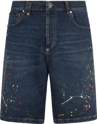Philipp Plein Homme, Shorts, Bleu, Taille: W34 Denim Shorts Paint