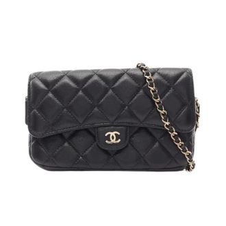 Chanel Pre-owned Matelasse Lambskin Chain Phone Case Wallet Shoulder Bag - - Pre-owned - Damen - Schwarzk - ONE SIZE