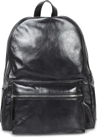 Orciani Homme, Sacs, Noir, Taille: ONE Size Glossy Leather Backpack