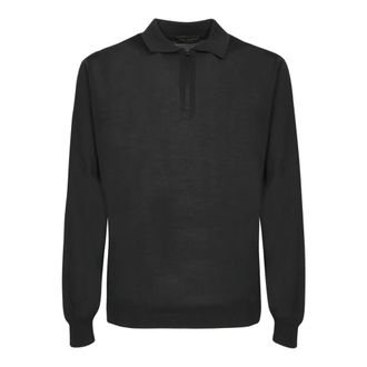 Dell'Oglio Homme, Tops, Noir, Taille: 2XL Polo en laine m&eacute;rinos