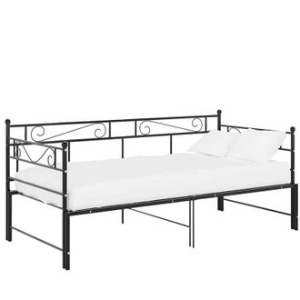 vidaXL Tagesbett Ausziehbar Schwarz Metall 90x200 cm Vidaxl