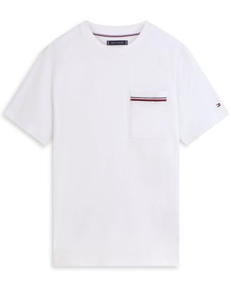 Tommy Hilfiger Strukturiertes T-Shirt mit Brusttasche und Flag-Streifen in