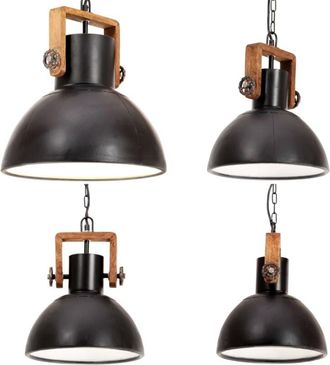 vidaXL H&auml;ngelampe Industriestil 25 w Schwarz Rund 30 cm E27 - H&auml;ngelampe - Industrielampen - Wohnraumbeleuchtung - K&uuml;chenlampe - Esstischlampe - Home &