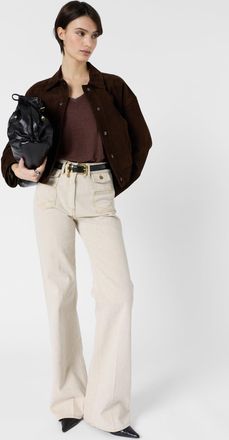 Gerard Darel T-shirt V en lin &agrave; lurex - MIRANA - Marron