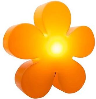 8 Seasons design Shining Flower Solar Deko-Lampe Blume Ø 40cm (Orange), inkl. Solarmodul und LED-Leuchtmittel in warmweiß, Outdoor Deko, Garten