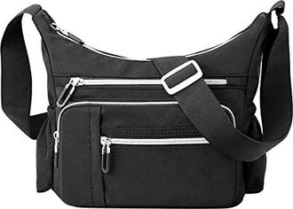 Generic Sac à main à bandoulière pour femme - Plusieurs poches - Sac à bandoulière tendance avec poignée sur le dessus - Sac à bandoulière pour homme, Noir, T
