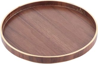 ZJchao Rundes Serviertablett aus Holz f&uuml;r Lebensmittel und Obst zu Hause, in der K&uuml;che und Im Hotel (21 cm gro&szlig;e walnussfarbene Scheibe)