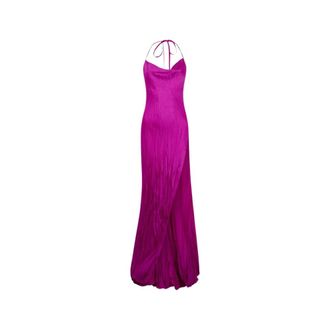 Roberto Cavalli Crinkled Silk Long Dress - - Dresses - Damen - Rosa - S