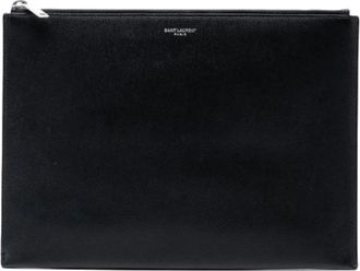Saint Laurent Sac pochette en cuir Pre-owned - Femme - Pre-owned - Noir - Taille: ONE Size