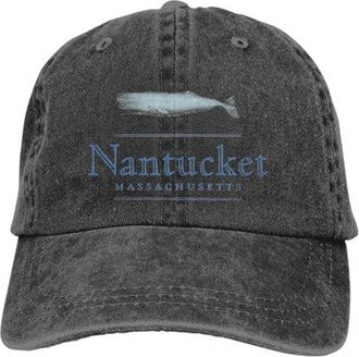 Generic Casquette de baseball Nantucket Massachusetts Tenue unisexe Style r&eacute;tro vieilli Denim Vintage Baleine Chapeau de soleil Cadeau