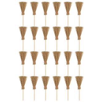 Healifty Mini-Besen, Ornament, zum Aufh&auml;ngen, Miniatur-Strohbesen, k&uuml;nstliche Hexenbesen mit rotem Seil, f&uuml;r Handwerk, K&uuml;che, Garten, Miniatur-Puppenhaus, Part