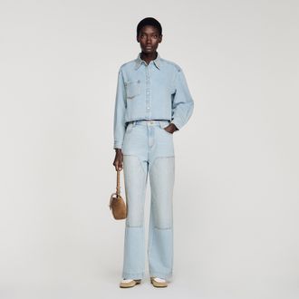 Sandro Kurzes Jeanshemd mit Strass