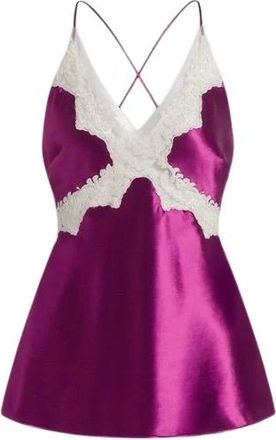 Alberta Ferretti Femme, Tops, Violet, Taille: 40 FR Top en satin avec dentelle