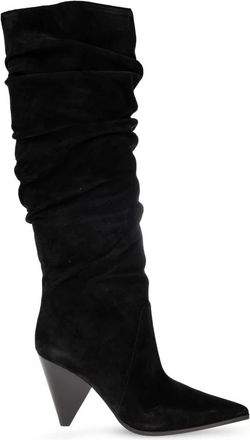Michael Kors Bottes mi-mollet en cuir pliss&eacute; Jayla - Femme - Chaussures - Noir - Taille: 38 EU