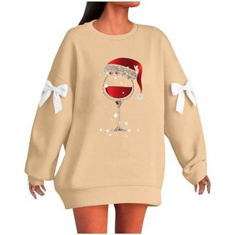 Generic Pull de No&euml;l pour femme - Grande taille - Haut &agrave; manches longues - Coupe ample - Confortable - Chaud et doux - Dr&ocirc;le - Pour f&ecirc;te de No&euml;l - &Agrave; porter au