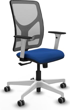 Piqueras y Crespo Schreibtischstuhl mit Rollen aus Parkett, mit schwarzen und wei&szlig;en Armlehnen, h&ouml;henverstellbare Lendenwirbelst&uuml;tze, 3 Positionen, Grau/Blau