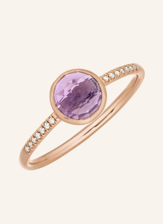 Leaf Ring Amethyst Aus 14 Karat Ros&eacute;gold Mit Diamanten rosegold