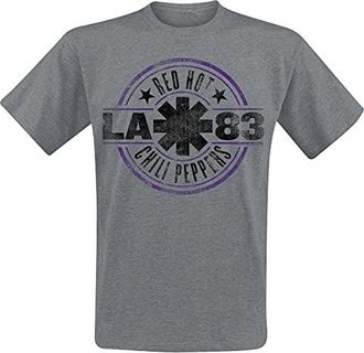 Red Hot Chili Peppers Metallica Red Hot Chili Peppers LA 83 Homme T-Shirt Manches Courtes Gris chiné M
