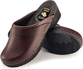 Estro & Luminara Sabots Femme en Cuir, Homme Chaussures Hôpital Mules, Femmes Sabots Orthopédiques CDL07 (39, Brun)