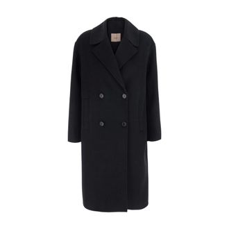 Twinset Femme, Manteaux, Noir, Taille: 36 FR Manteau &agrave; col &agrave; revers et boutons
