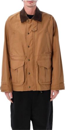 Junya Watanabe Homme, Vestes, Brun, Taille: XL Veste de Travail en Toile avec Panneau en Laine à Carreaux