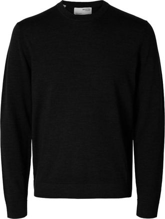 Selected SELETED HOMME Herren SLHTRAY LS Knit Merino Crew Neck NOOS Pullover, Black, X-Large