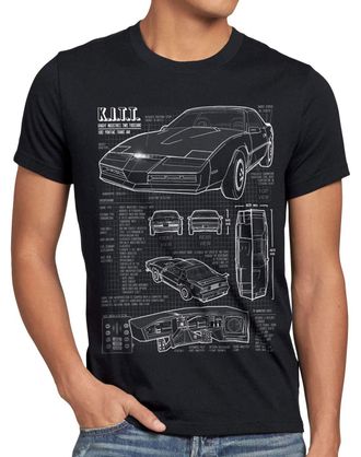 style3 K.I.T.T. Herren T-Shirt Blaupause Michael Knight 2000 Black Rider, Gr&ouml;&szlig;e:XXL, Farbe:Schwarz