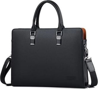 Generic Sac &agrave; bandouli&egrave;re en cuir pour ordinateur portable de 14 &agrave; 15,6 pouces, Noir, 15inch