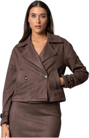 Kocca Femme, Vestes, Brun, Taille: 40 FR Veste Blazer D&eacute;tendu Courte &agrave; la Taille
