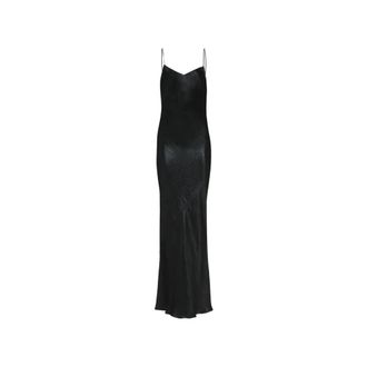 Saint Laurent Langes Kleid aus Satin - - Dresses - Damen - Schwarzk - XL