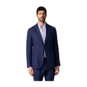 Brooks Brothers Homme, Costumes, Bleu, Taille: 4XL Plain Linen Blazer