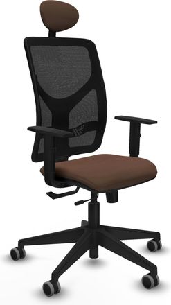 Piqueras y Crespo Computerstuhl mit 1D-Armen, h&ouml;henverstellbare Lendenwirbelst&uuml;tze und festes Kopfteil, ausgestattet mit Syncro/Traslack und Schneideschaum, Schwarz/Dun