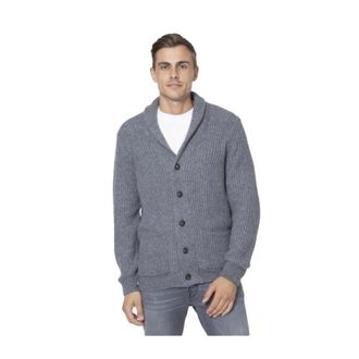 Gran Sasso Grauer Gerippter Schalkragen Cardigan - - Knitwear - Herren - Grau - 3XL