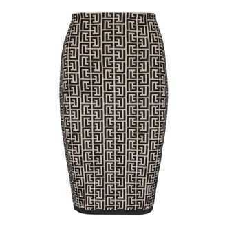 Balmain Monogram Strickrock - - Skirts - Damen - Schwarzk - 2XS