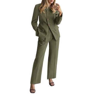 Generic Co Ord Ensemble de surv&ecirc;tement 2 pi&egrave;ces pour femme - Tenue d&eacute;contract&eacute;e &agrave; manches longues et haut court - Tenue de sport pour femme - Marron, Vert, XX