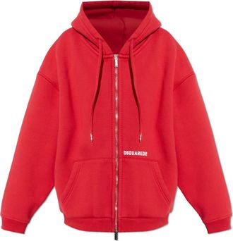 Dsquared2 Femme, Sweatshirts et sweats &agrave; capuche, Rouge, Taille: 36 FR Logo SweaT-shirt