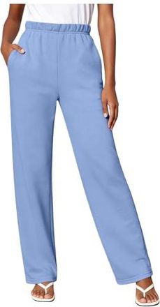 Generic Pantalon Palazzo &eacute;lastique pour femme - Coupe droite - Coupe droite - Taille haute - D&eacute;contract&eacute; - Jambes larges - Avec poches, bleu clair, 3XL